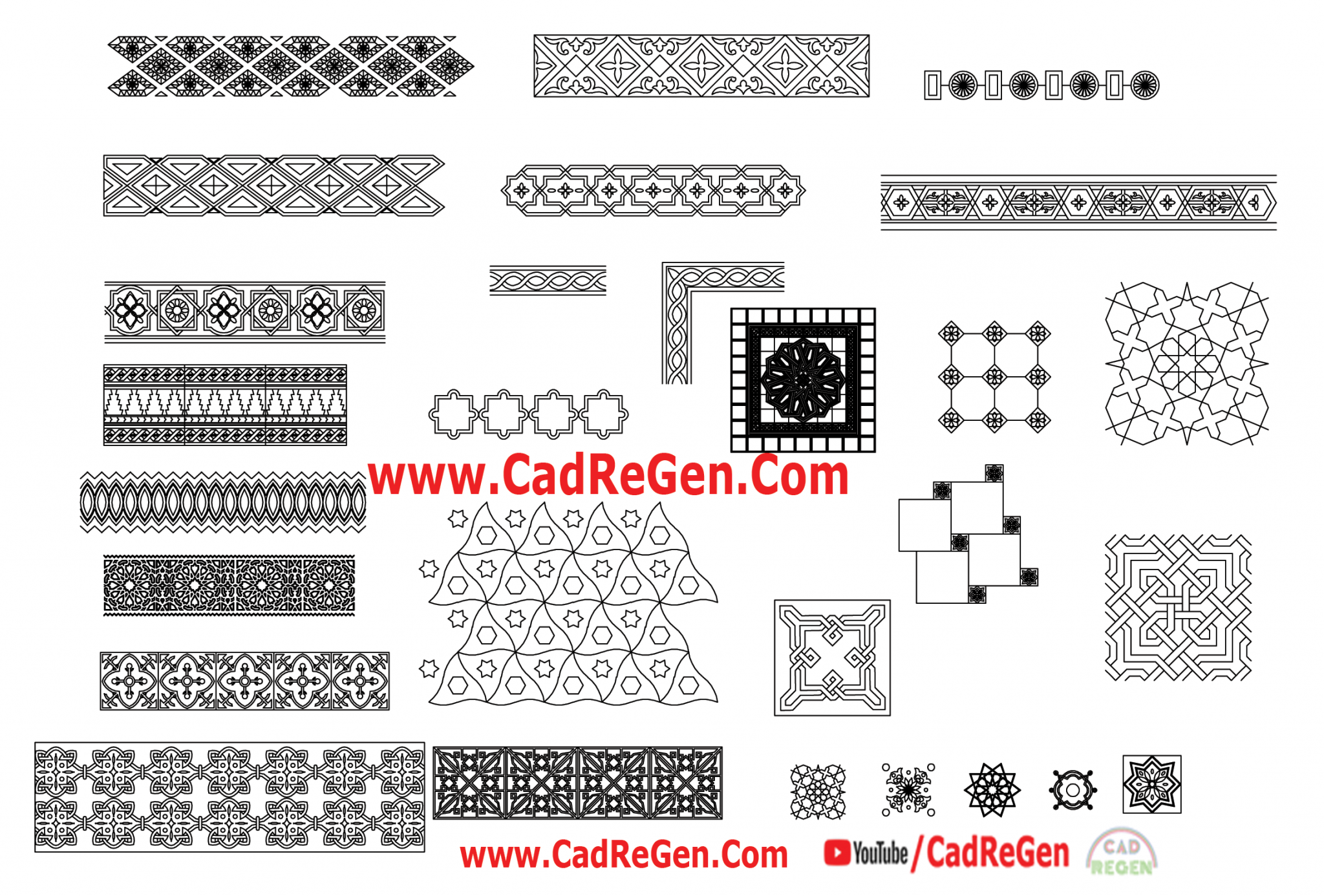 2d Arabic Decorative Geometrical Patterns DWG Block #3 - CadReGen: